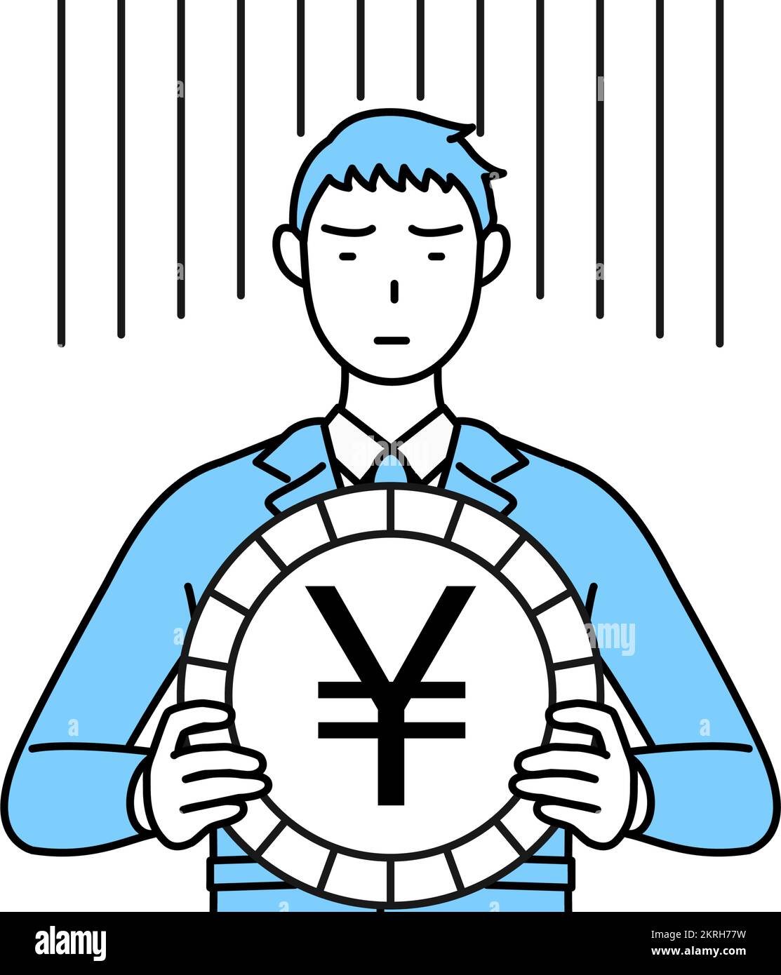 Simple line drawing of a Man in work clothes, an image of exchange loss ...