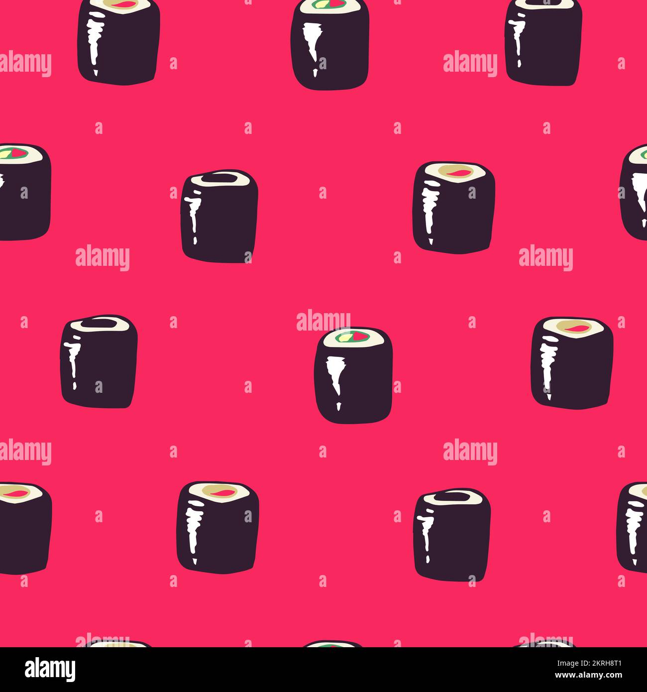 Vector seamless sushi pattern Sushi isolated icons in seamless pattern ...