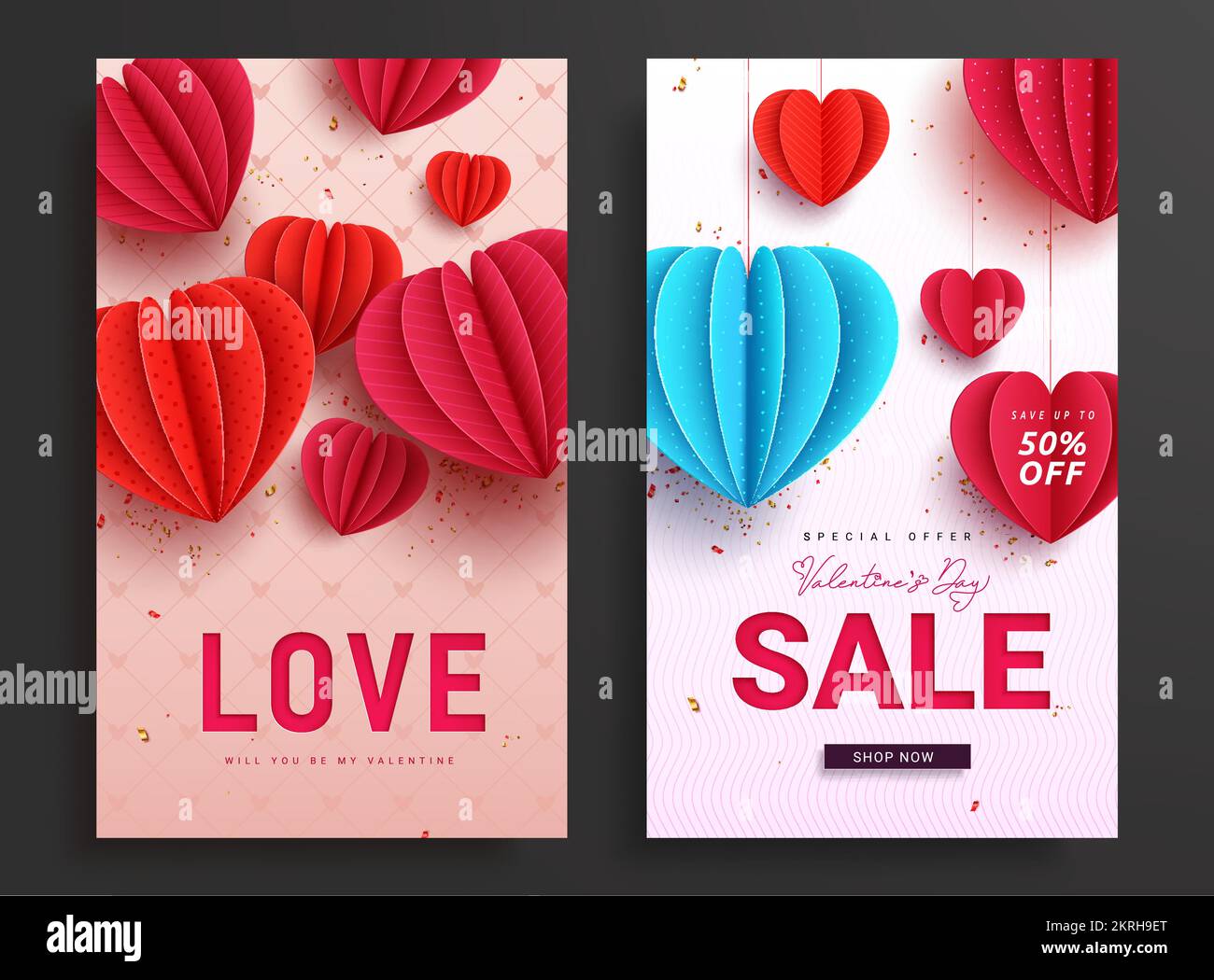 Valentine's day vector poster design. Happy valentine's day love and ...