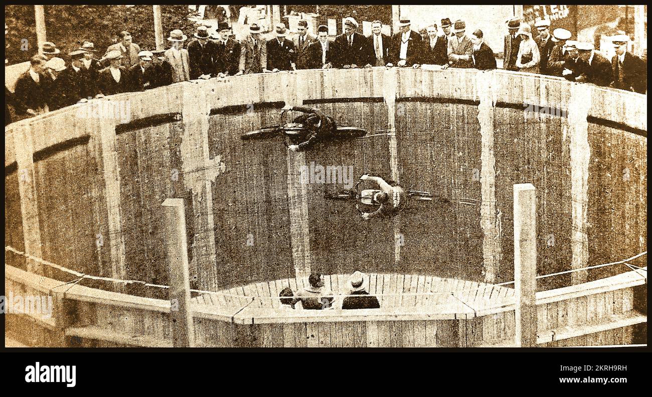 motorcycles riding the Wall of Death during the 1930's, Also known as a ...