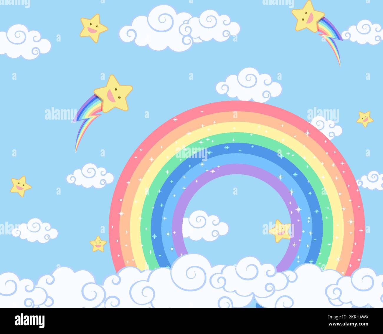 Cute pastel rainbow background illustration Stock Vector Image & Art ...