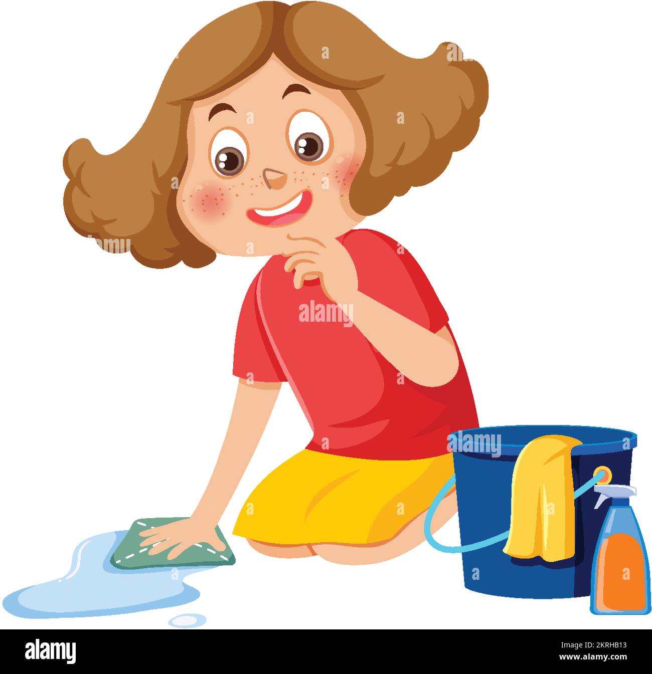 Cartoon kid in cleaning posture illustration Stock Vector Image & Art ...