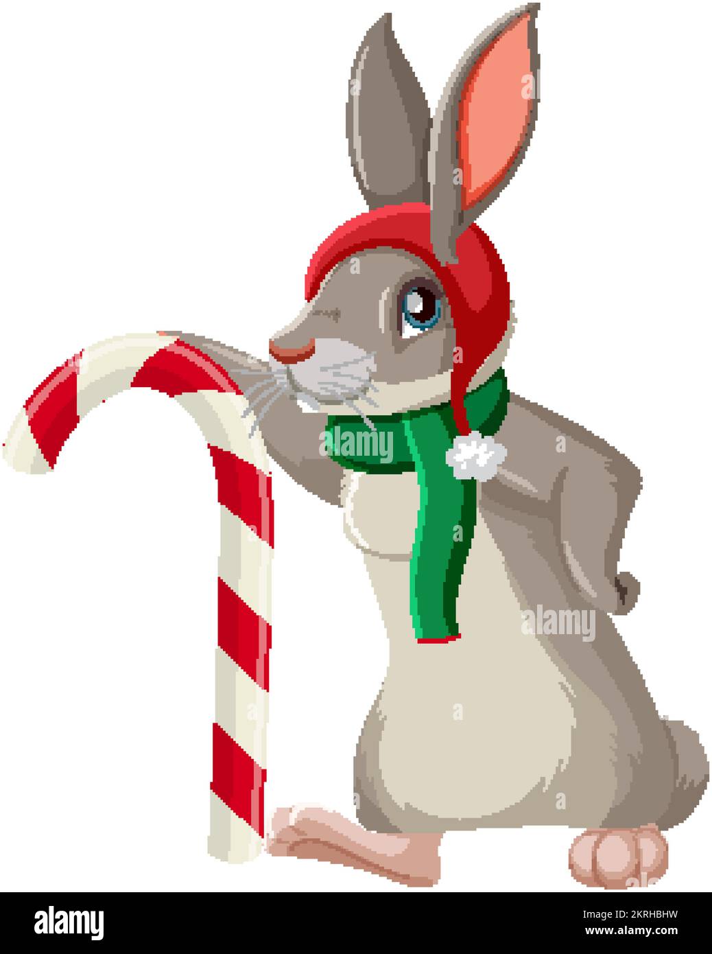 Cute Christmas rabbit cartoon character illustration Stock Vector Image ...