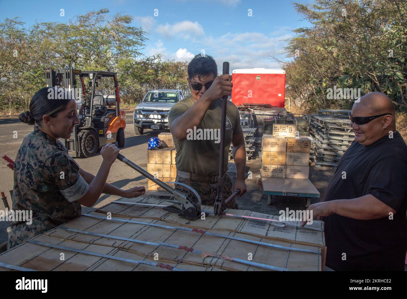 U.S. Marines and a civilian with Headquarters Battalion, Ammunition ...
