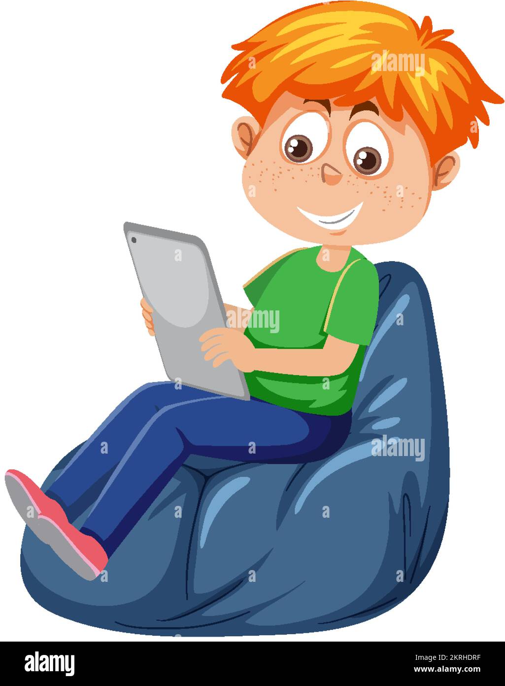 A boy using tablet for online learning illustration Stock Vector Image ...