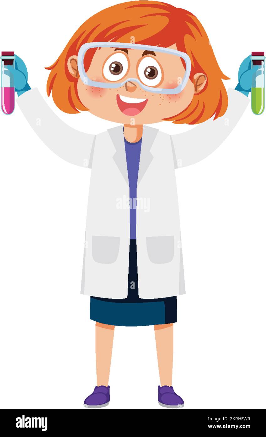 Scientist girl wearing gown outfit illustration Stock Vector Image ...