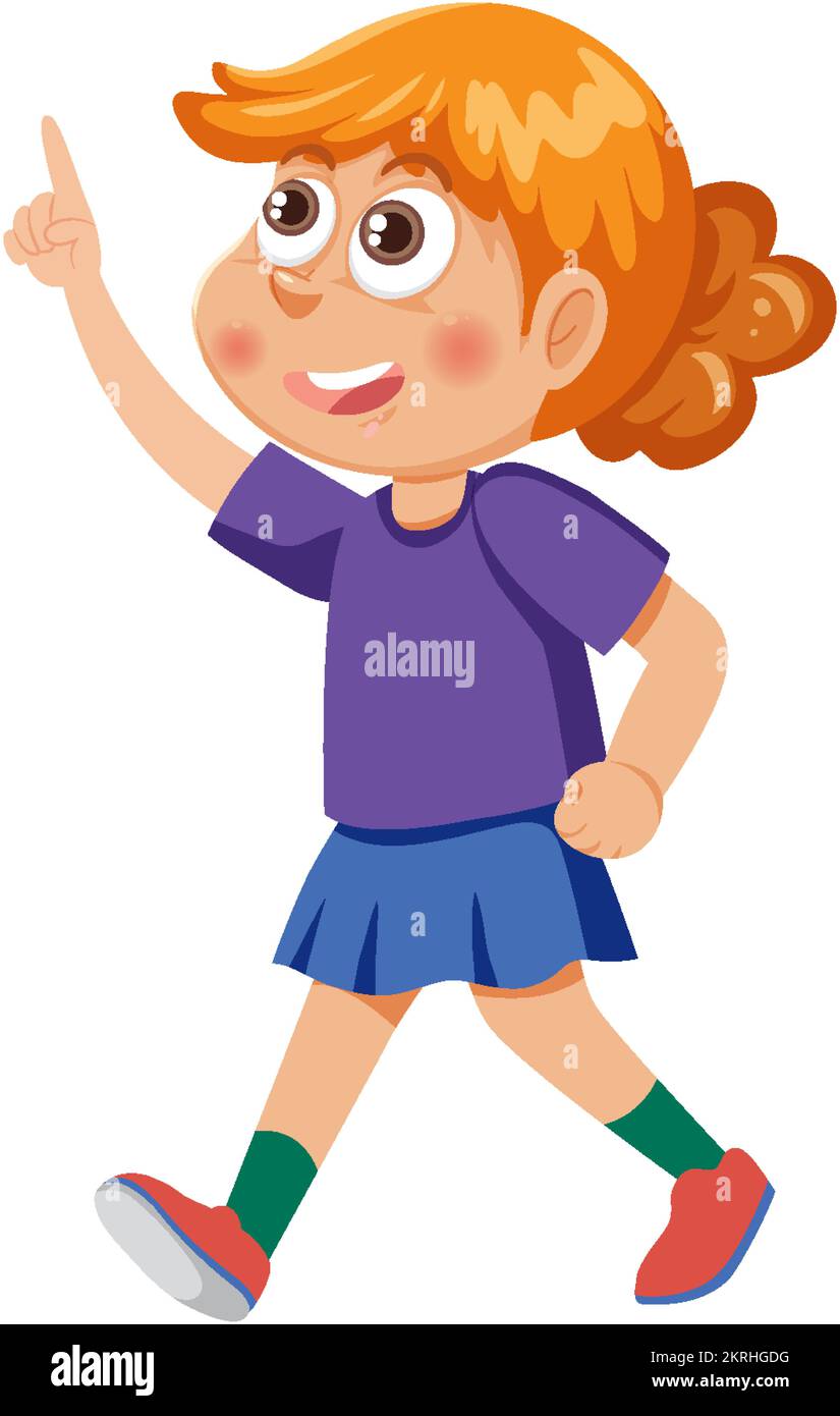 A girl pointing finger cartoon character illustration Stock Vector ...