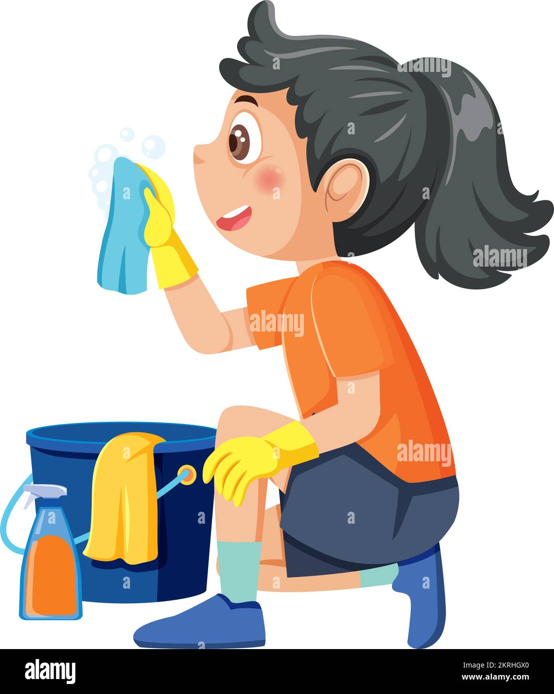 Cartoon character of kid cleaning illustration Stock Vector Image & Art ...