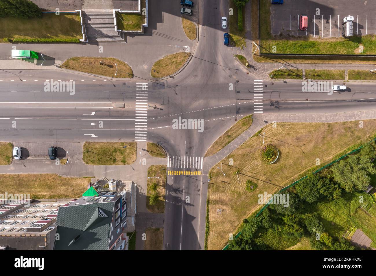 aerial view of road interchange or highway intersection. Junction ...
