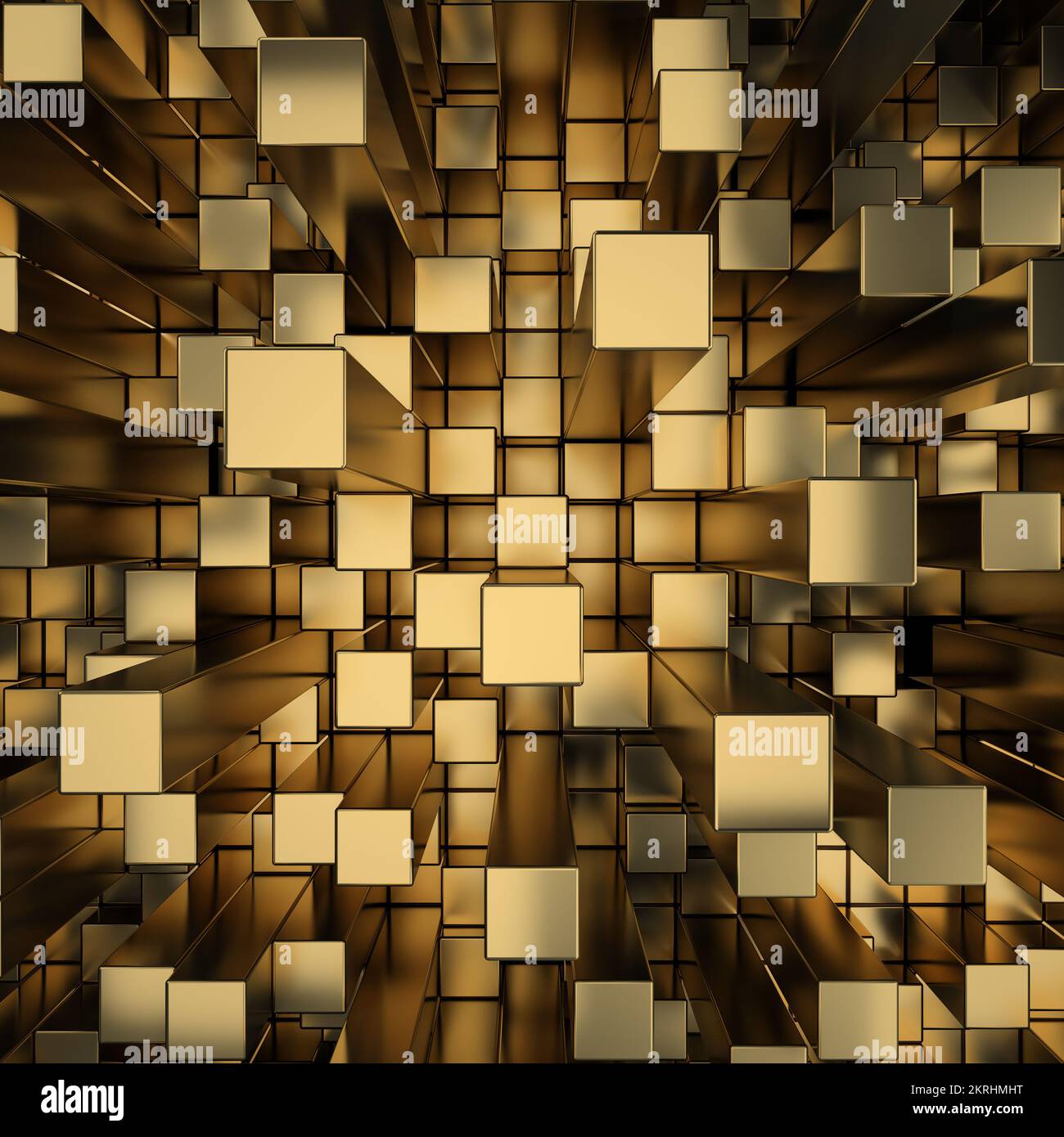 3d gold squares extruded background. 3d image. Abstract background ...