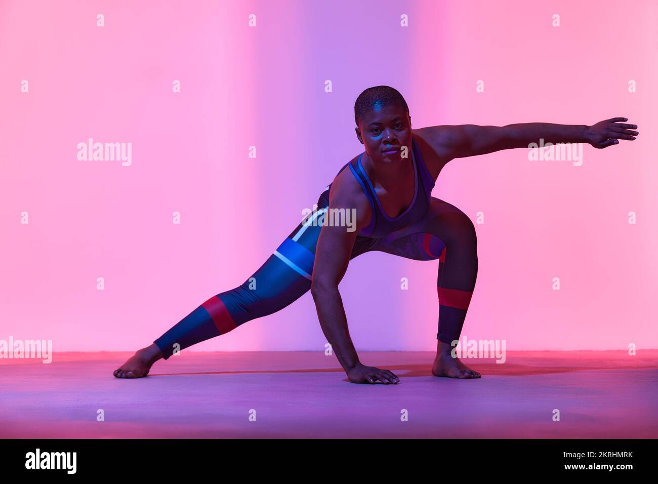 Body Positivity And Sport Smiling Curvy Black Woman In Sportswear Free