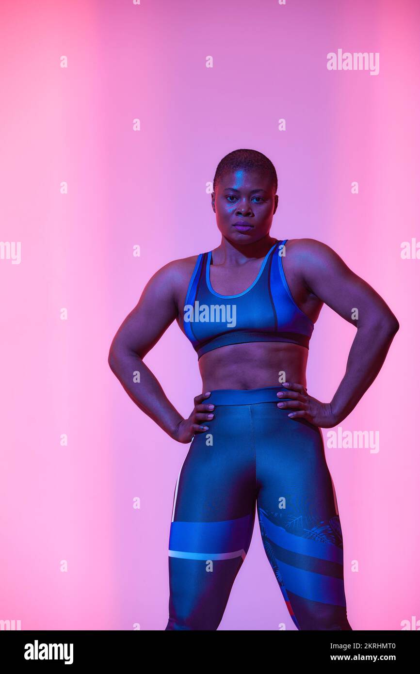 Physical Activity. Full Length Vertical Portrait Of Body Positive Young ...