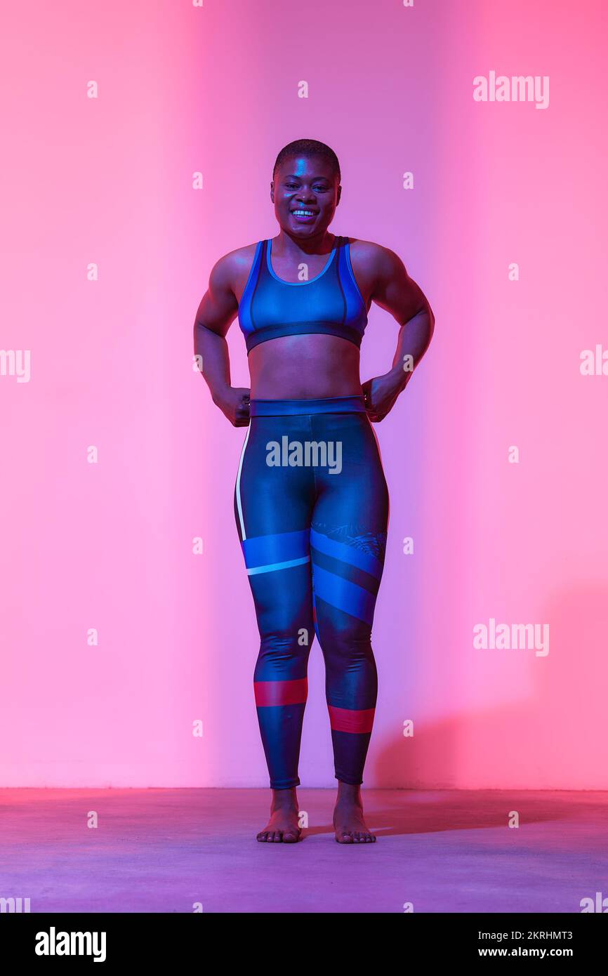 Physical Activity. Full Length Vertical Portrait Of Body Positive Young ...