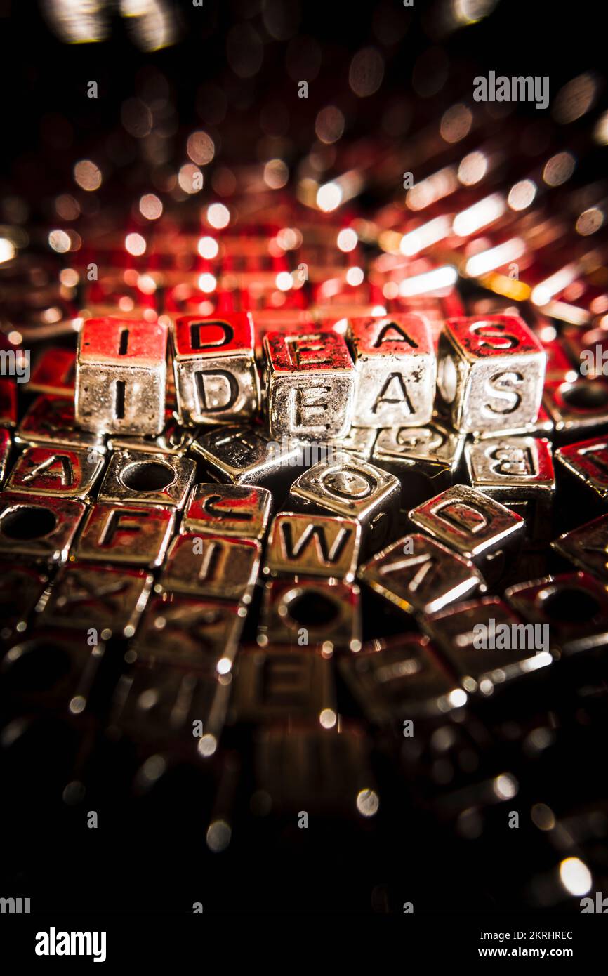 Artistic still of educational letter blocks of problems and solutions ...