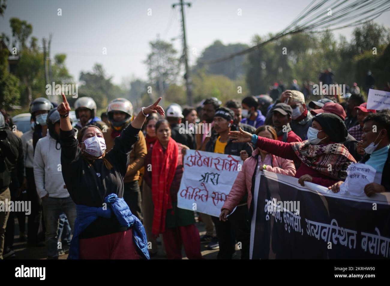 Nepal. 29th Nov, 2022. The slum-dwellers and landless squatters protest ...