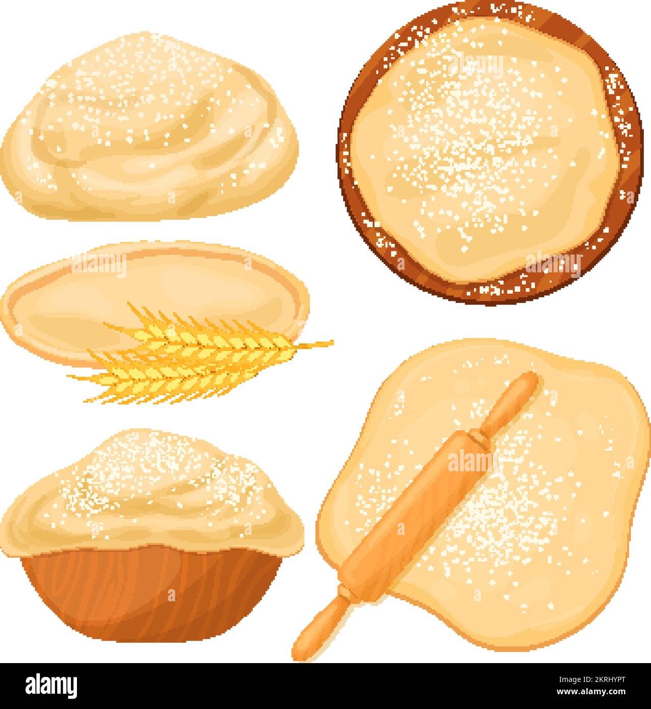 dough bread flour pizza set cartoon vector illustration Stock Vector ...