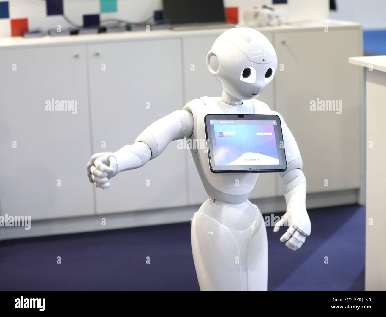 Barcelona, Spain. 28 February, 2022. Pepper, the insignia humanoid ...