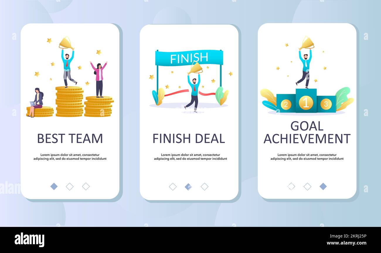 Achievements mobile app onboarding screens vector template Stock Vector ...