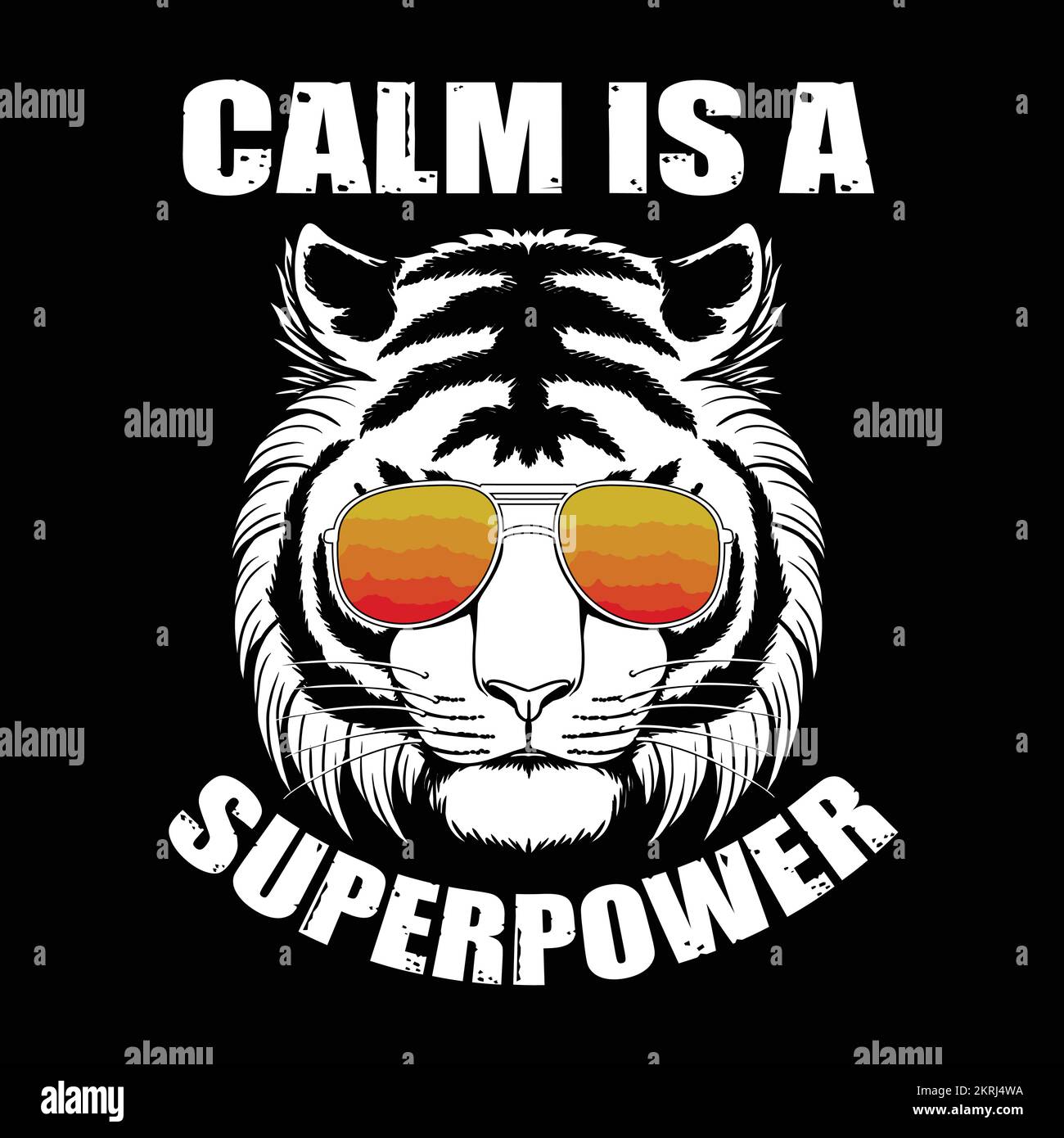 Cool tiger head wearing retro eyeglasses with quotes vector ...