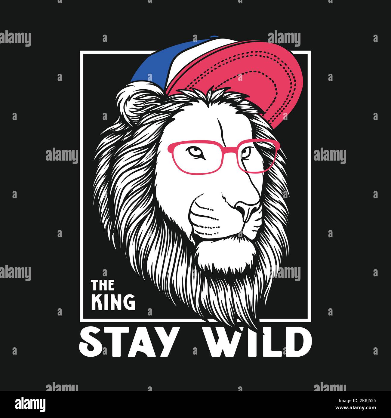 Cool lion head stay wild wild vector illustration for your company or ...
