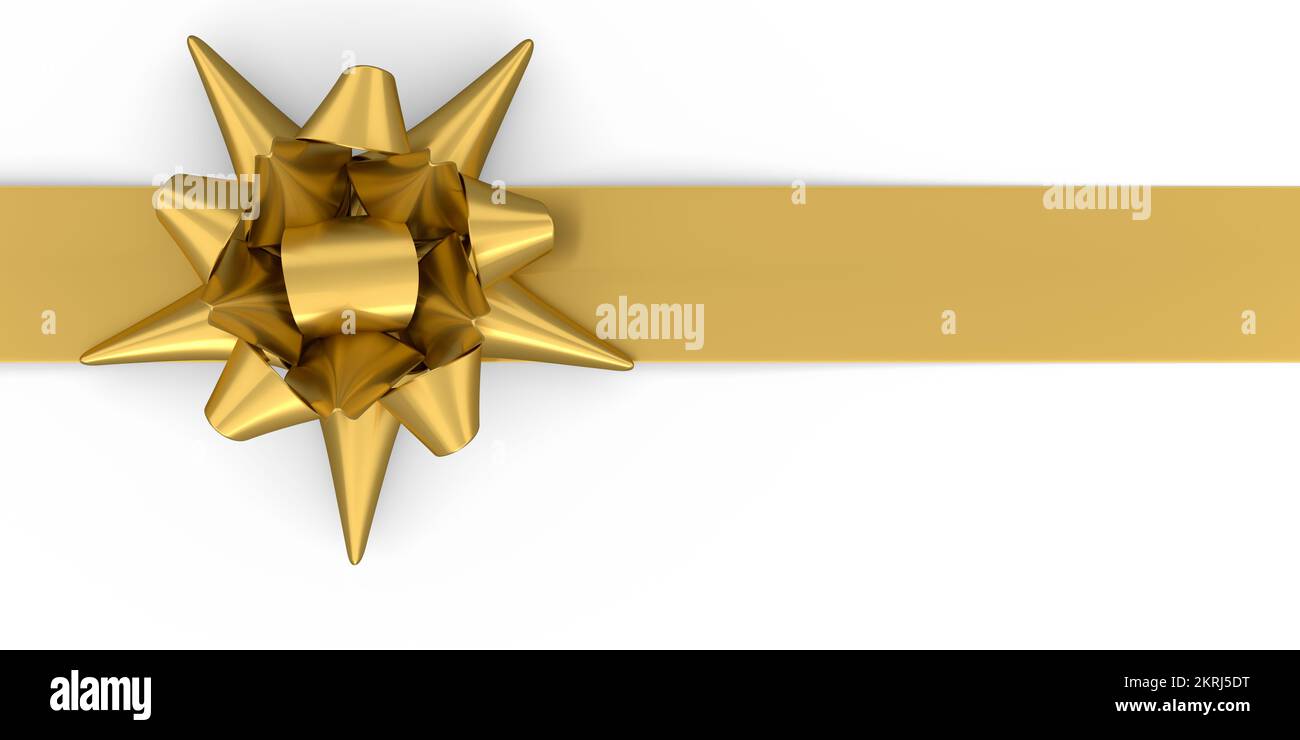 Realistic decorative bow or gift ribbon for gift box isolated on white ...