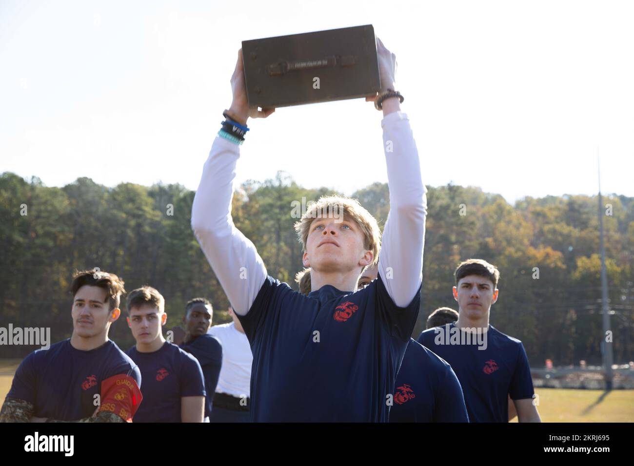 A future Marine conducts ammunition can lifts during the Marine Corps ...