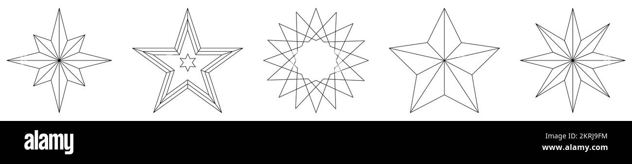 Set of Christmas stars line icons. Vector illustration isolated on ...