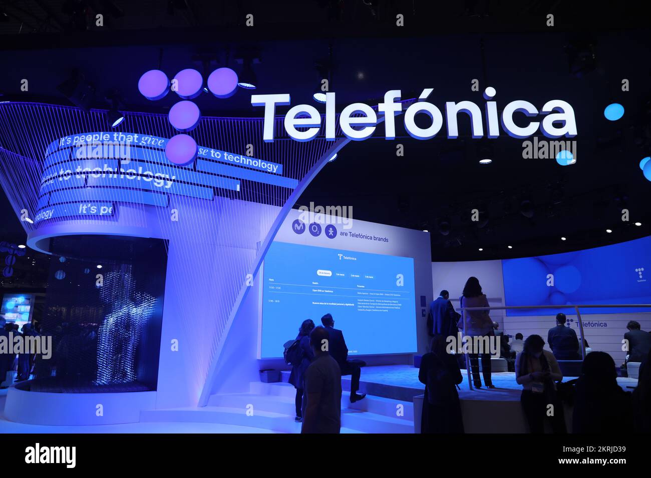 Barcelona, Spain. 28 February, 2022. The stand of mobile network ...