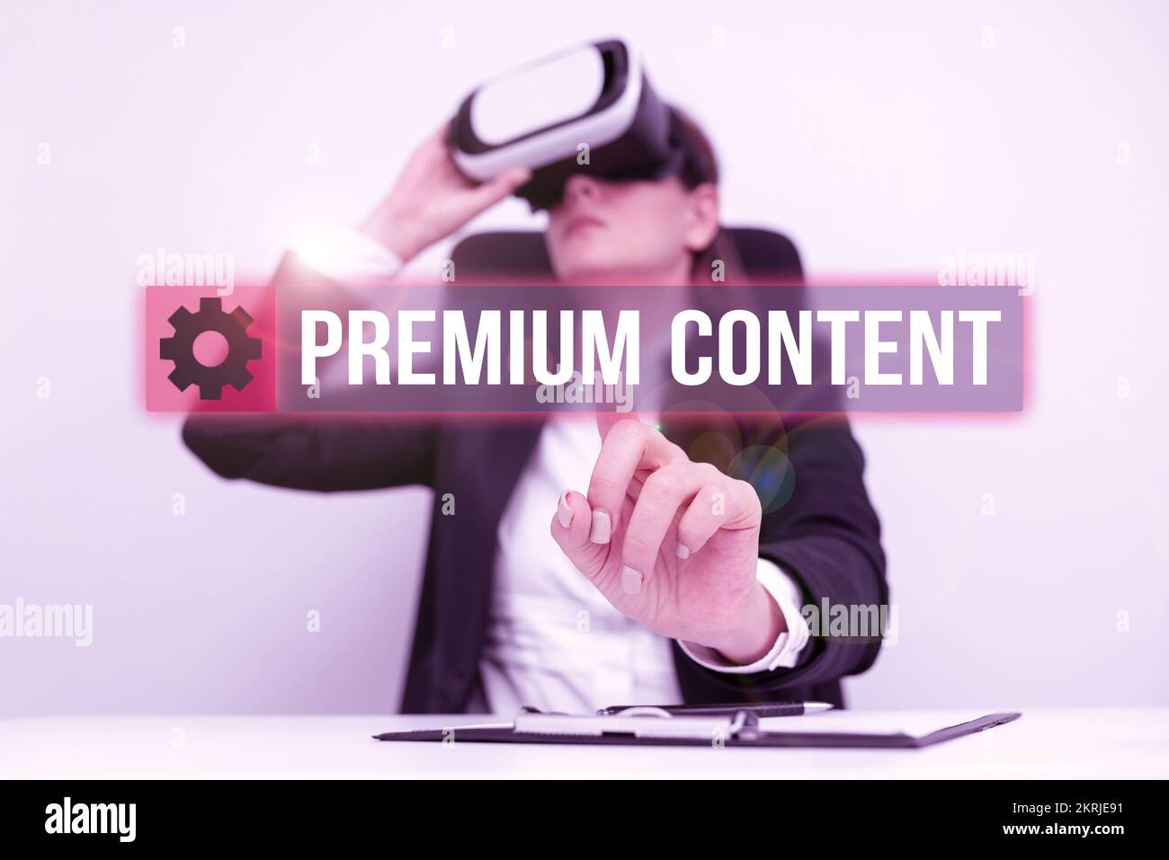 Text caption presenting Premium Content, Concept meaning higher quality ...