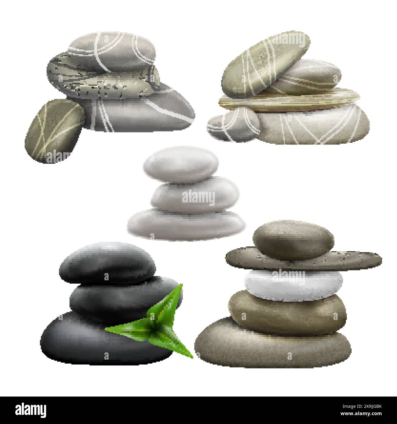 spa stone zen pebble set realistic vector Stock Vector Image & Art - Alamy