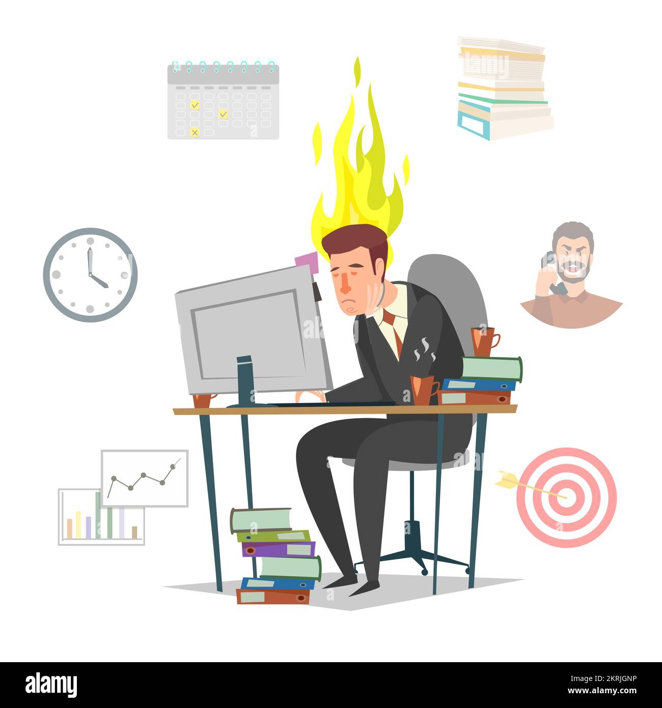 Emotional burnout concept vector flat isolated illustration Stock ...