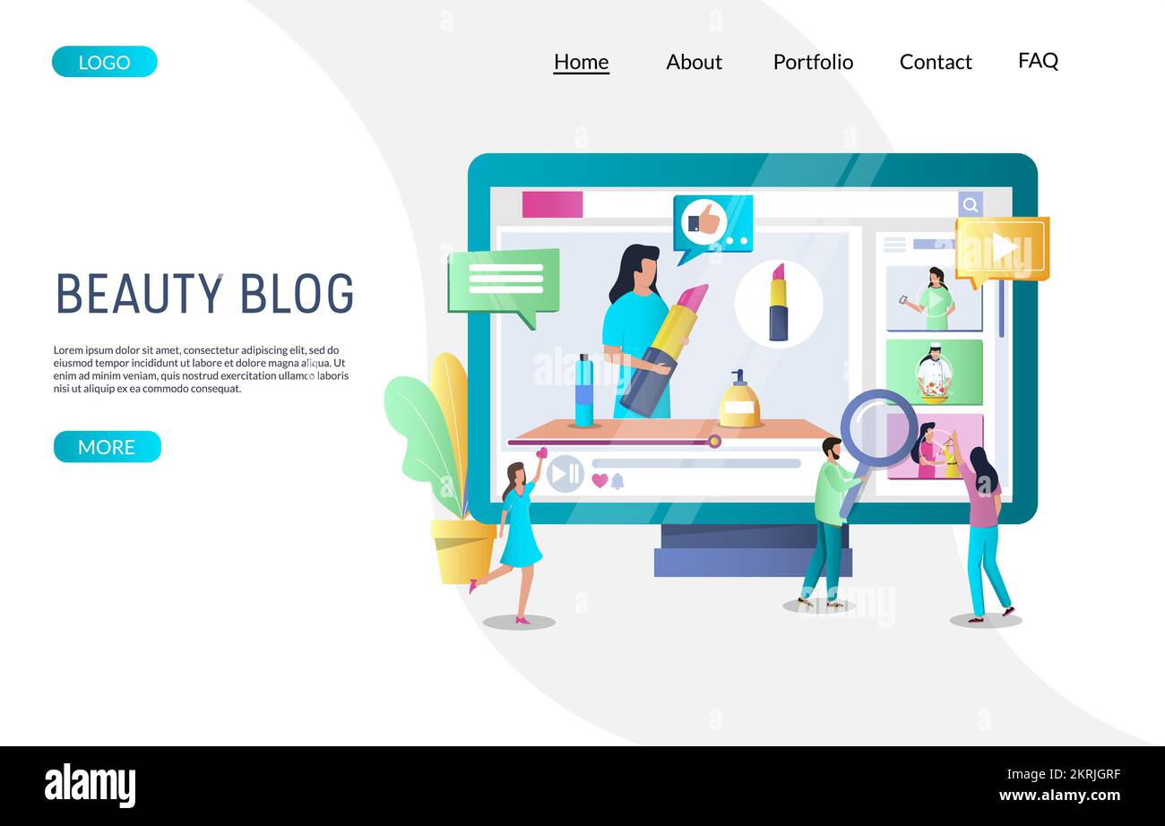 Beauty blog vector website landing page design template Stock Vector ...