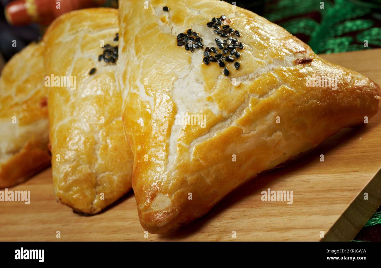 Sambusa baraka, Tajik cuisine. triangular pastry with either a meat and ...