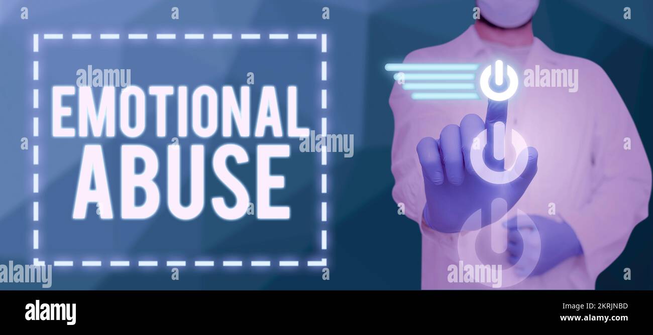 Text caption presenting Emotional Abuse, Word for person subjecting or ...