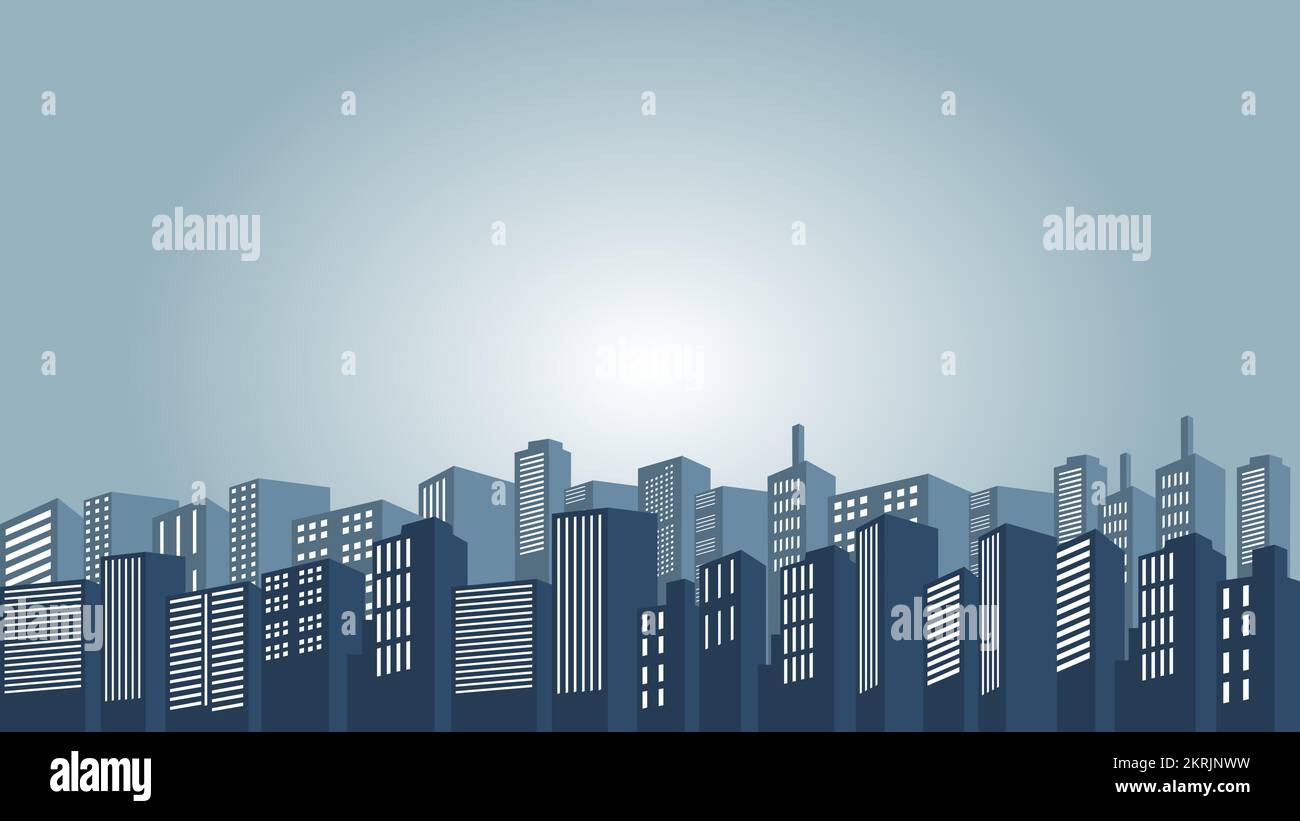 City panorama with many apartments and multi storey buildings. City vector illustration Stock ...