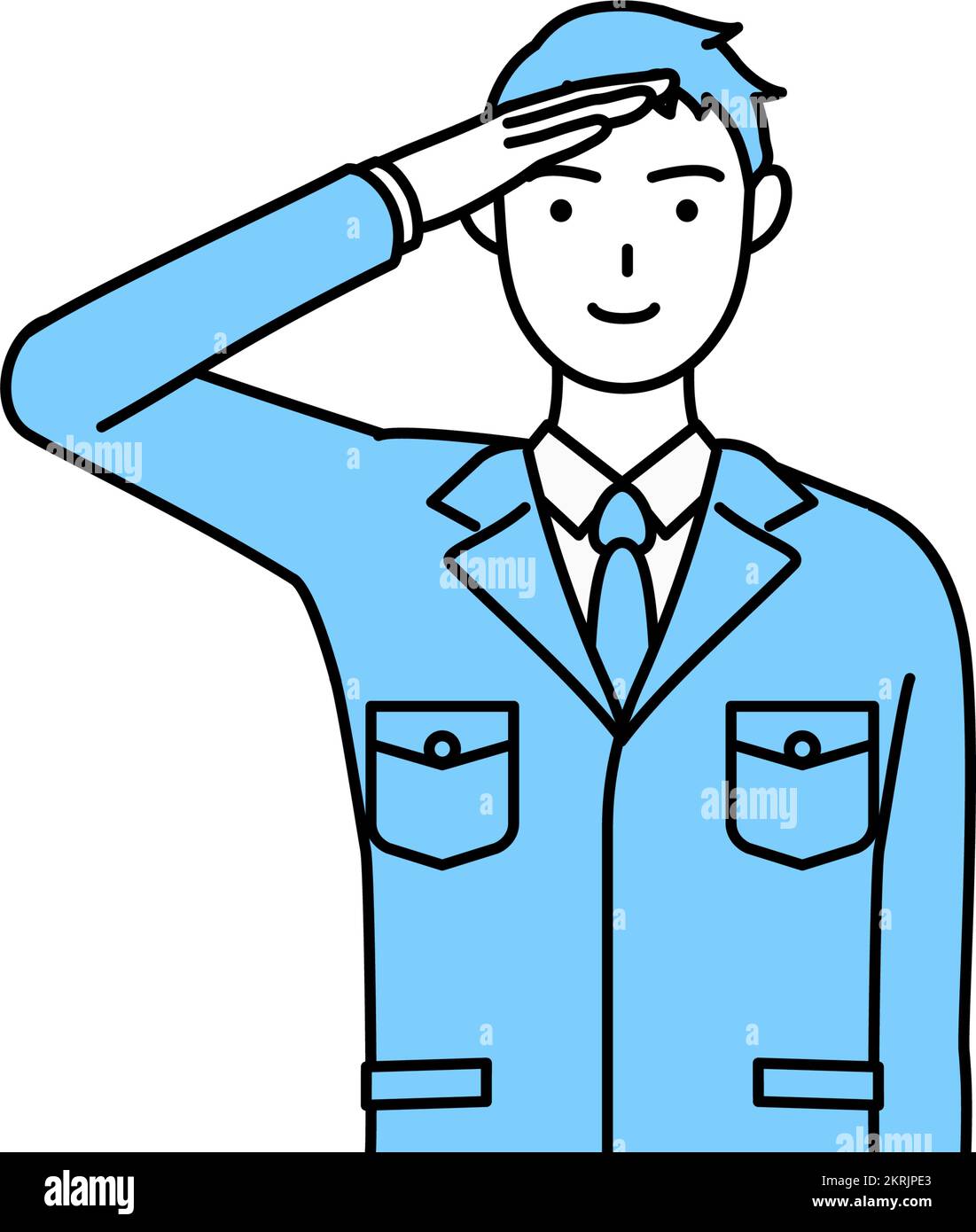 Simple line drawing of a Man in work clothes making a salute Stock ...