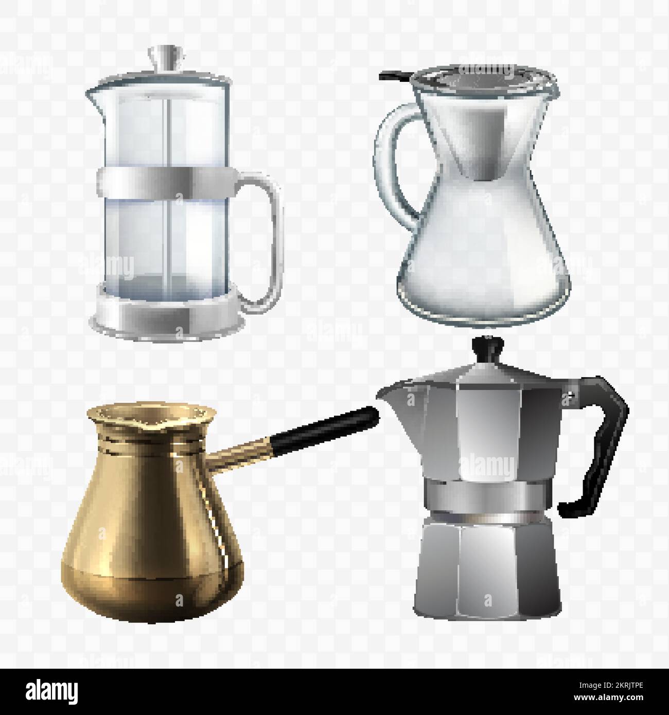 coffee maker set realistic vector Stock Vector Image & Art - Alamy