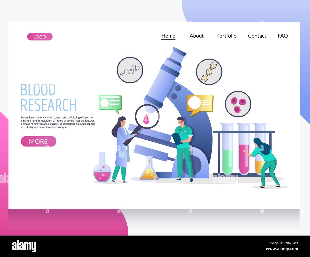 Blood research vector website landing page design template Stock Vector ...