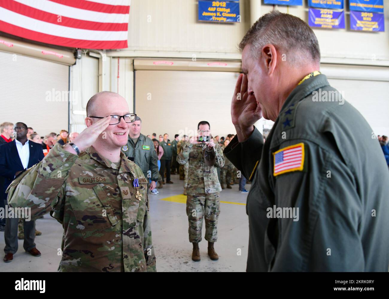 U.S. Air Force Tech Sgt. Chase Gautschi, 62nd Aircraft Maintenance Squadron flying crew chief ...