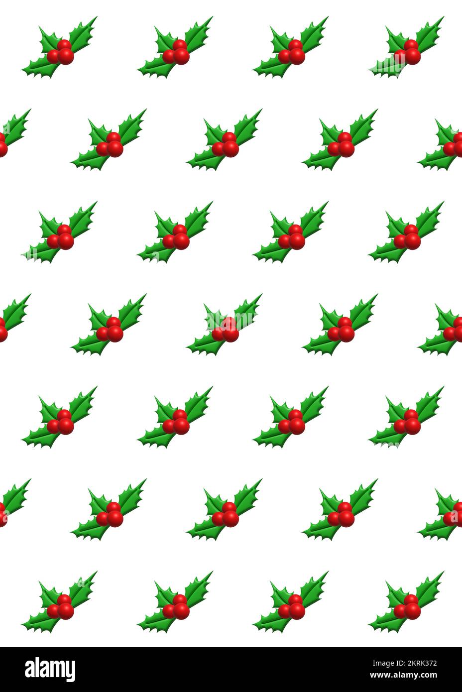 Illustrated Christmas holly seamless pattern for print on paper and ...