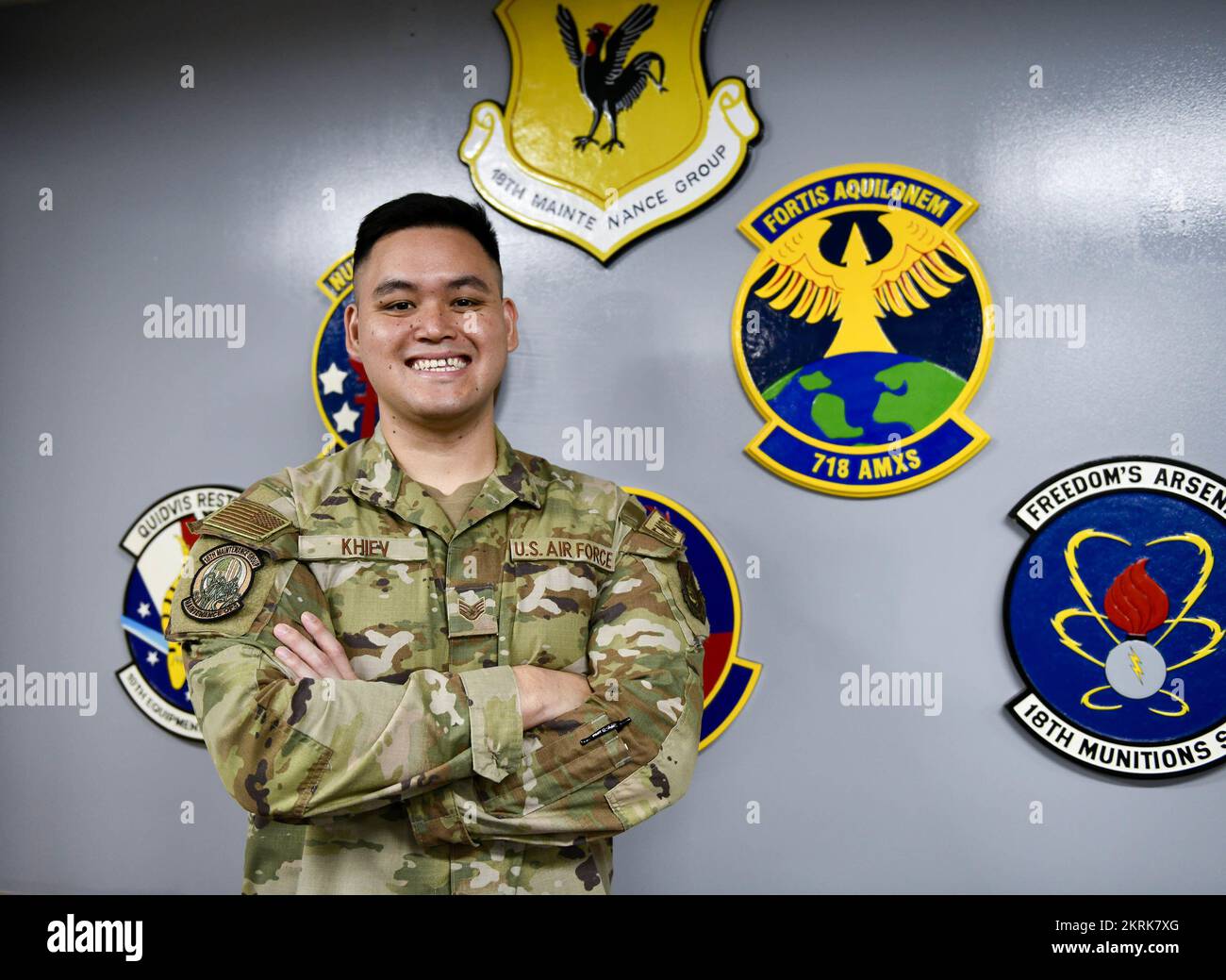 U.S. Air Force Staff Sgt. Emerson Khiev, 18th Maintenance Group engine ...