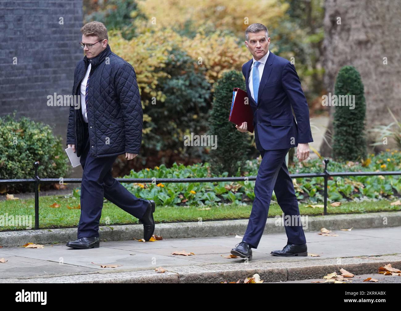Transport Secretary Mark Harper (right) arriving in Downing Street ...