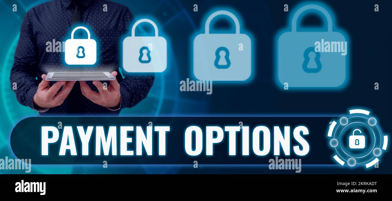 Conceptual caption Payment Options, Word for ways that a customers can ...