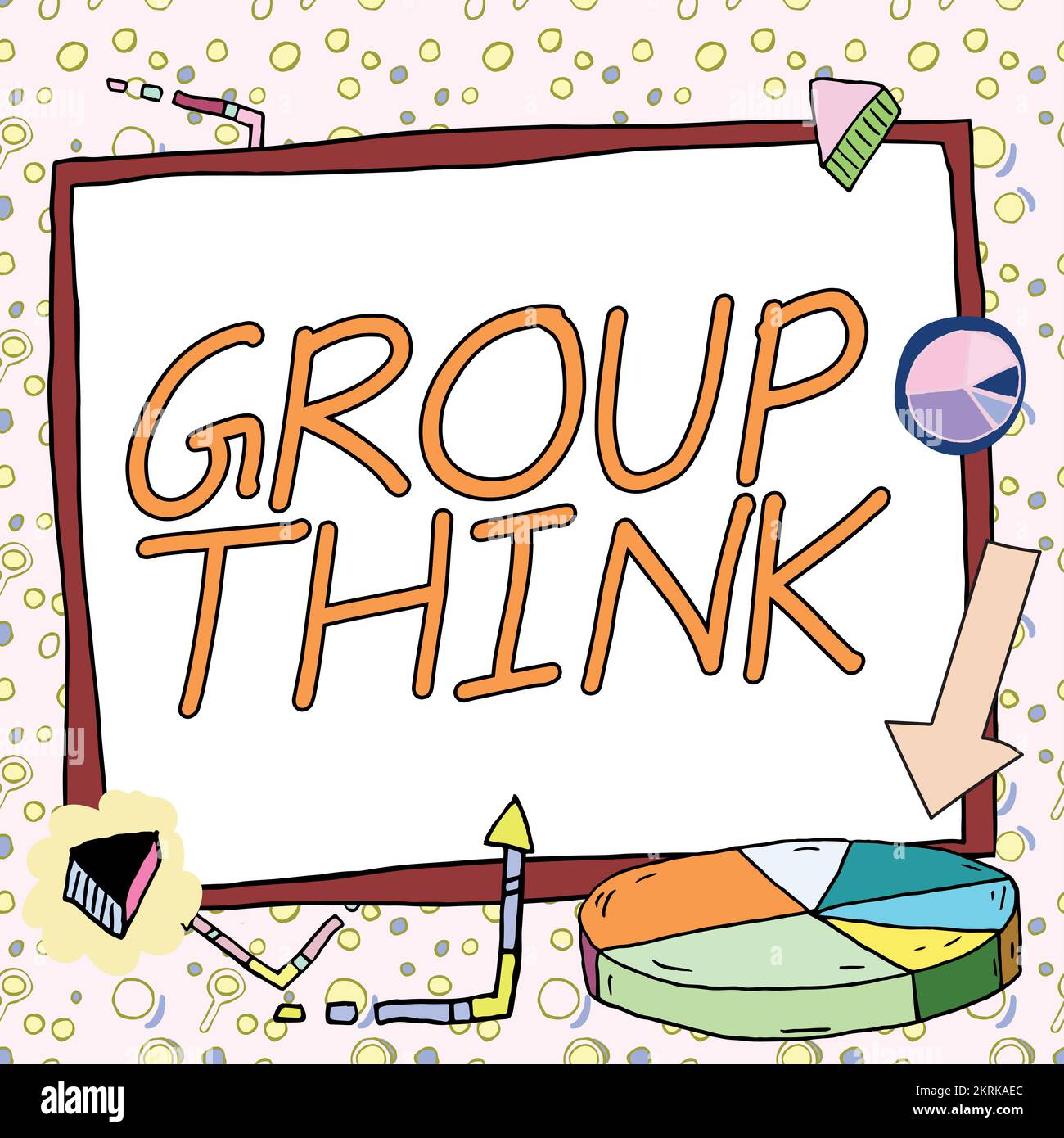 Text caption presenting Group Think, Word Written on gather either ...