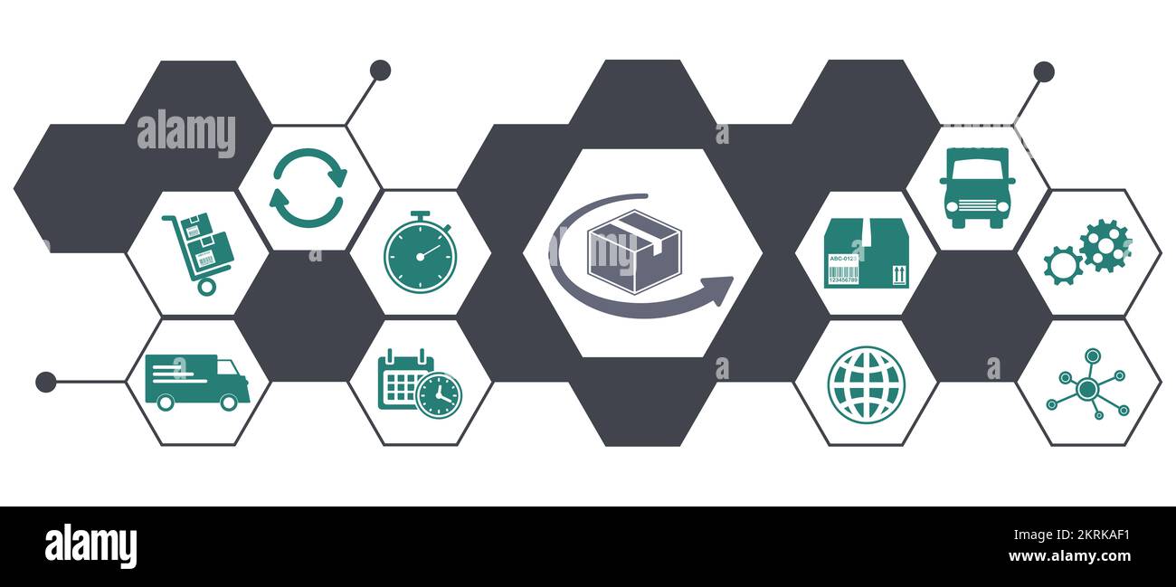 Concept of distribution with connected icons Stock Photo - Alamy