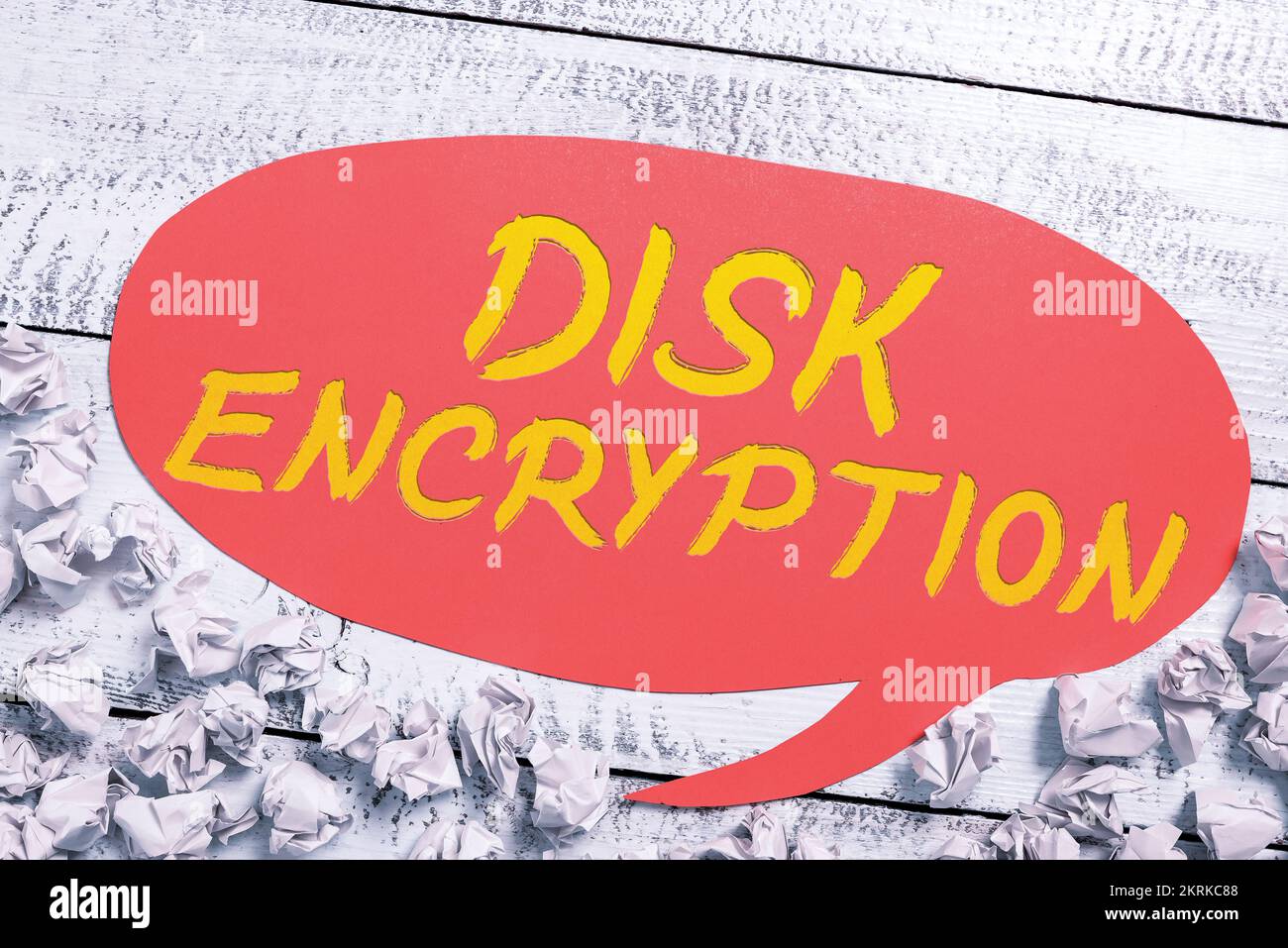 Text showing inspiration Disk Encryption, Word for the security mechanism used to protect data ...