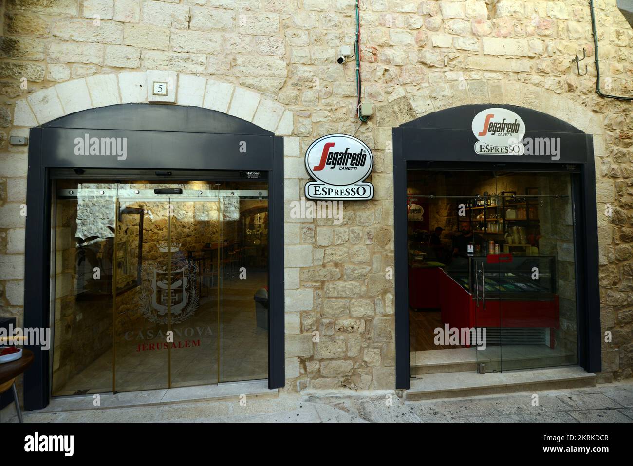 Segafredo espresso bar on Casa Nova street in the Christian quarter in ...