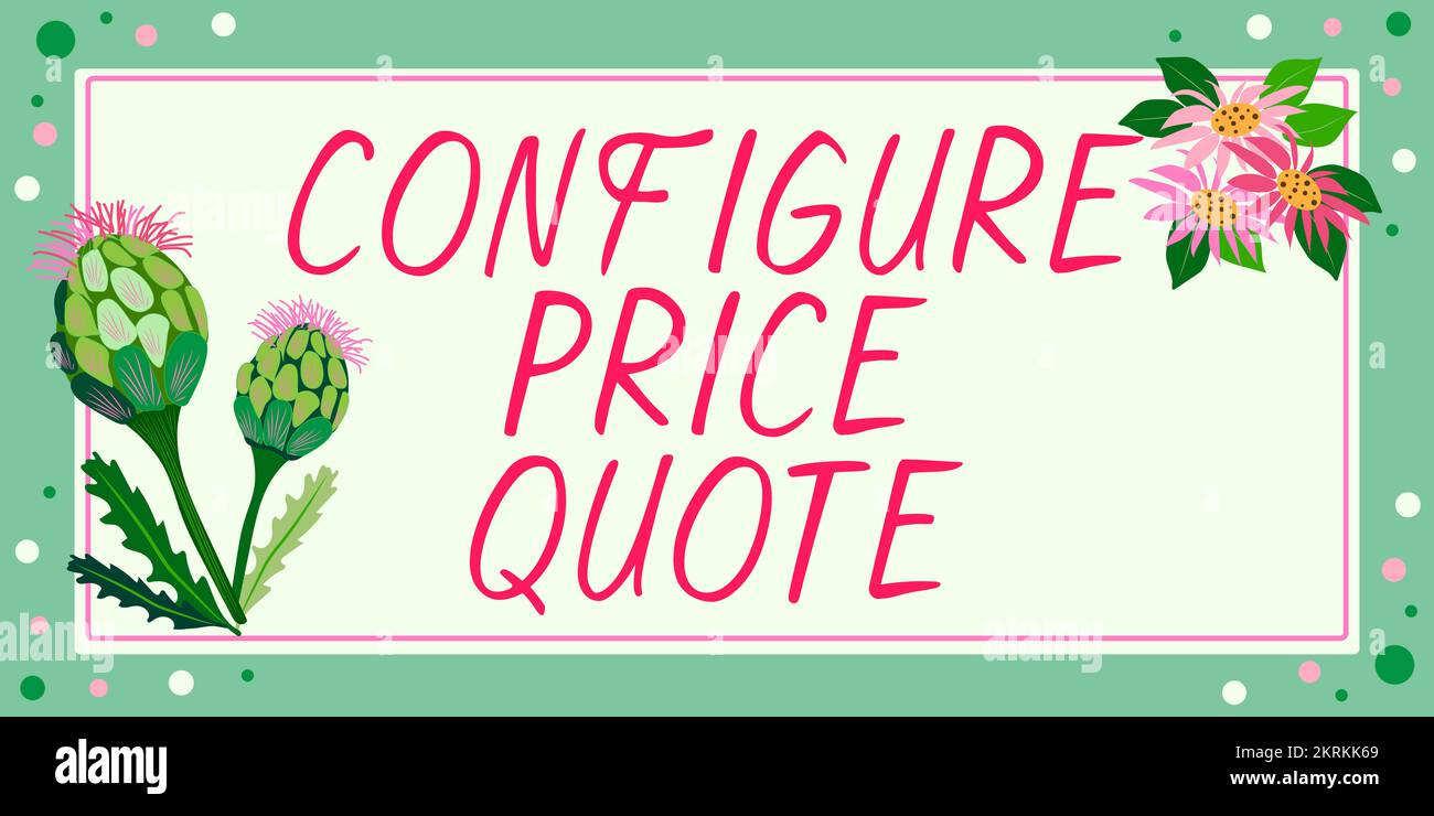 Writing displaying text Configure Price Quote, Business overview ...