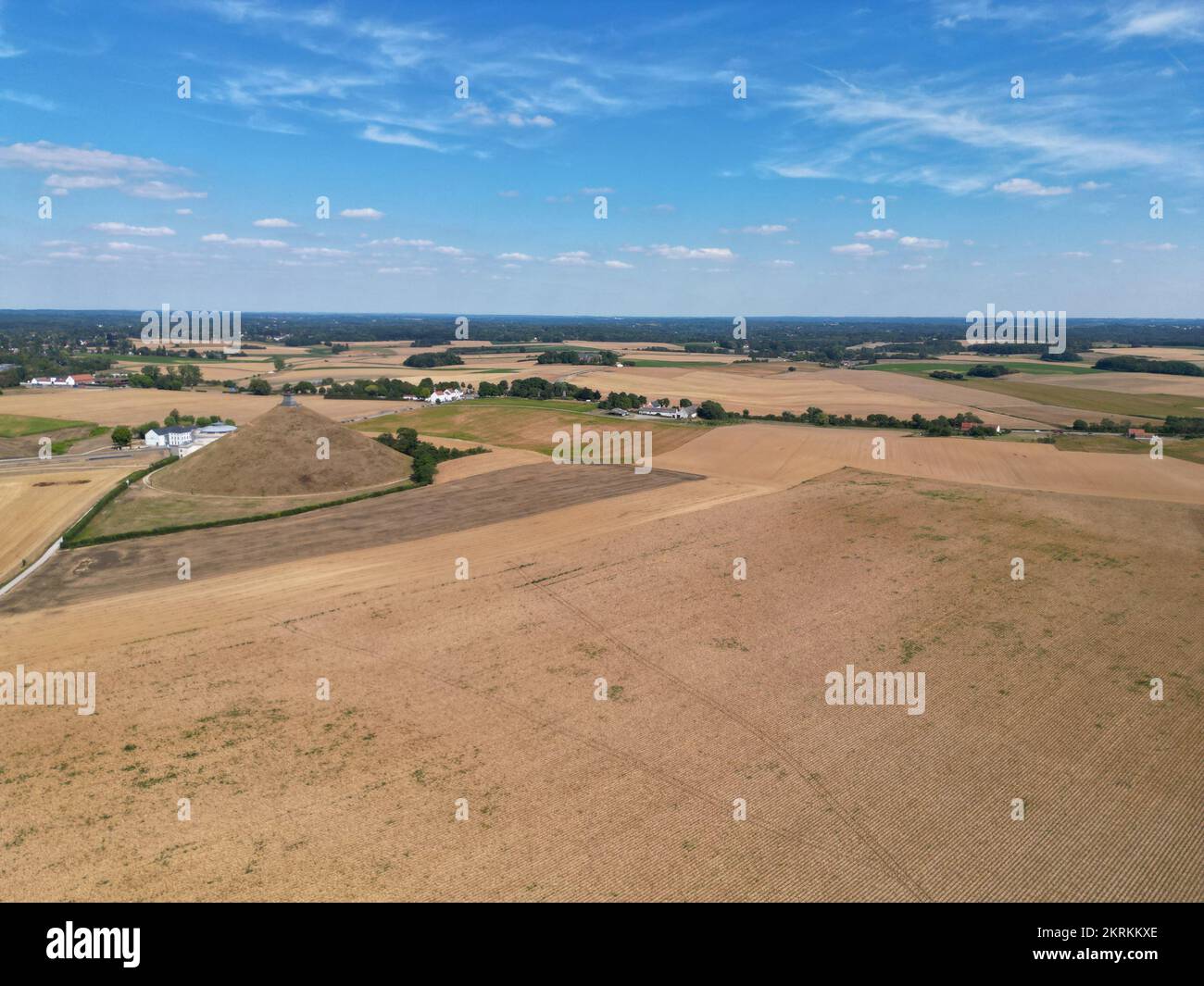 Waterloo battlefield Belgium lion’s mound drone aerial view summer ...