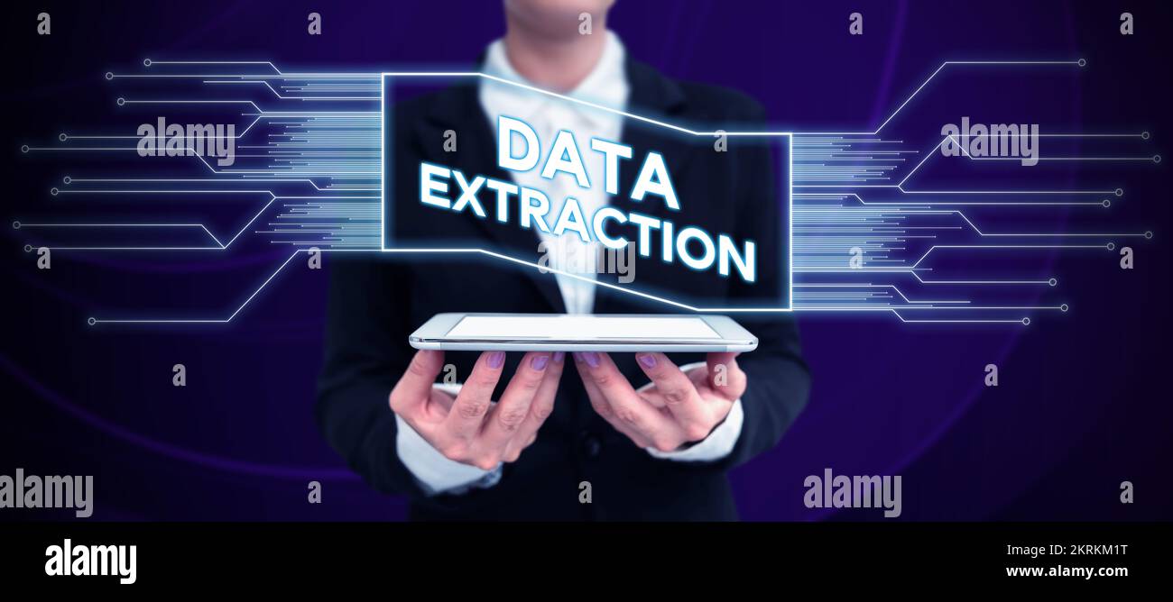 Conceptual caption Data Extraction, Business concept act or process of retrieving data out of ...